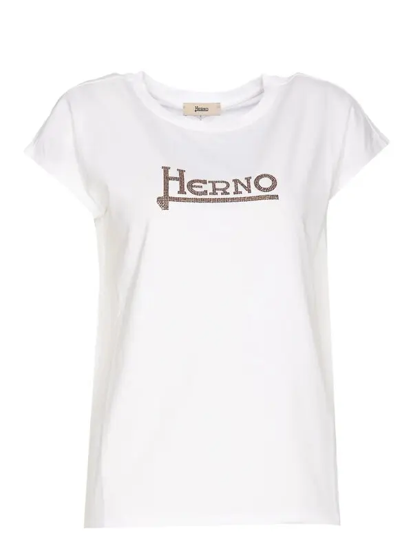 Herno Logo Embellished Crewneck T-shirt - White