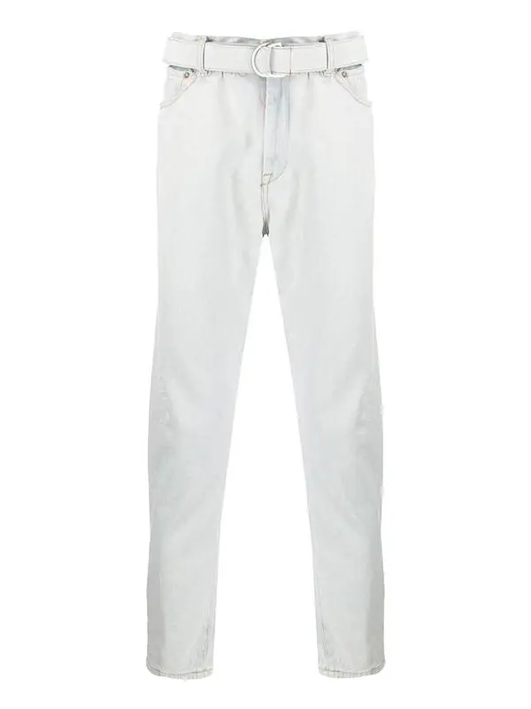 Off-White Belted Straight Leg Jeans - White