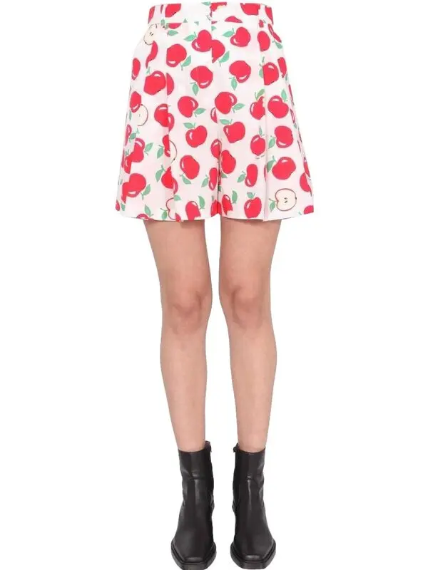 Moschino High-waisted Apple Print Shorts - Pink