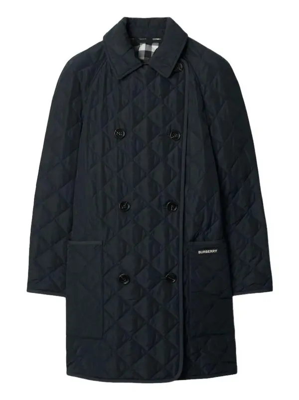 Burberry Quilted Double-breasted Coat - Navy Black
