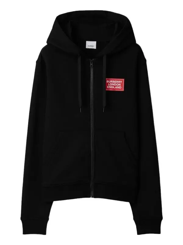Burberry Zip-up Hooded Hoodie - Black