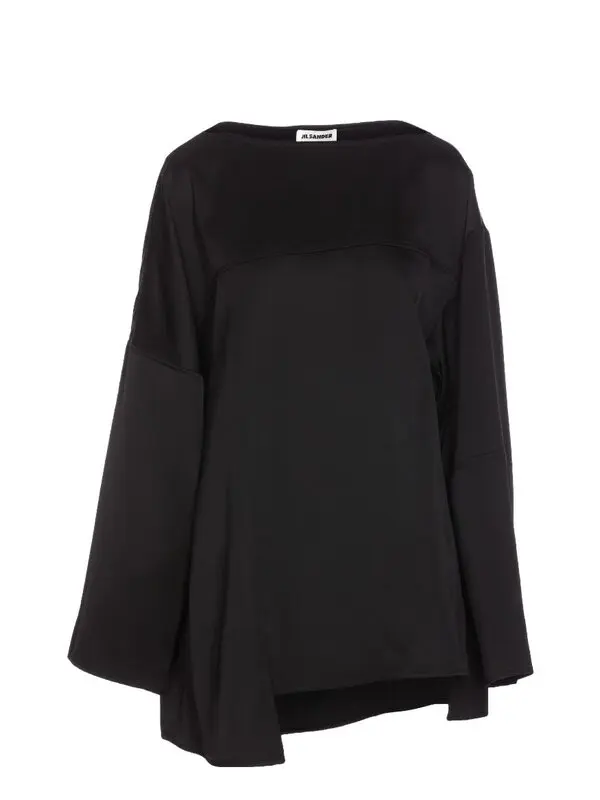 JIL SANDER Asymmetrical Crewneck Sweatshirt - Black