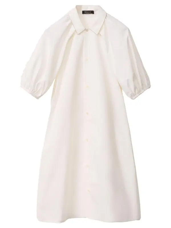 Fabiana Filippi Short Sleeve Lapel Collar Dress - White