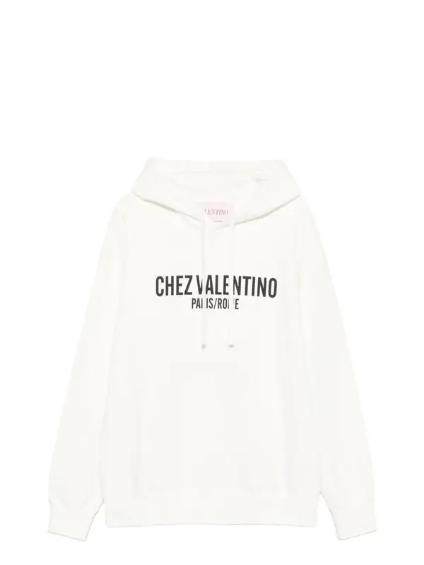 Valentino Garavani Chez -printed Drawstring Hoodie - Light Beige