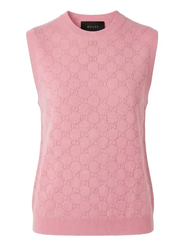 Gucci Gg Fine Fabric Jacquard Vest - Light Pink