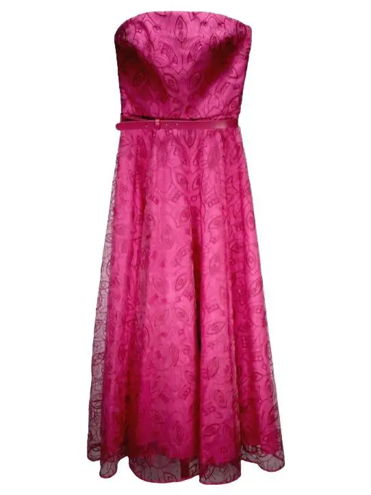 Max Mara Patterned Strapless Dress - Pink
