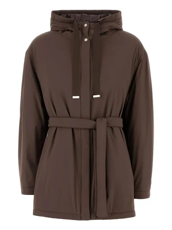 Herno Belted Drawstring Coat - Brown