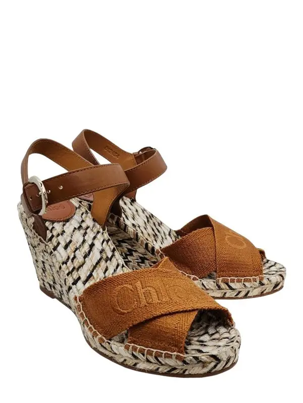 Chloé Piia Crossover-strap Espadrille Wedge Sandals - Brown