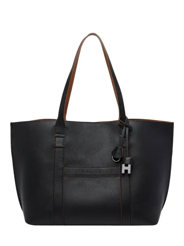 Hogan Hanging Accent Script Top Handle Bag - Black
