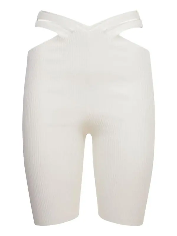 DION LEE Ribbed Cutout Shorts - White