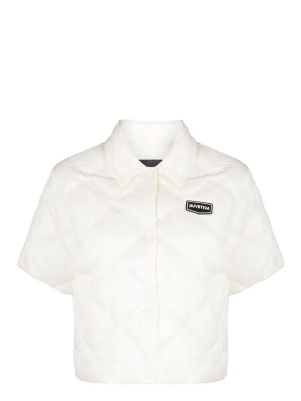 Duvetica Quilted Logo Patch Short Sleeve Jacket - White