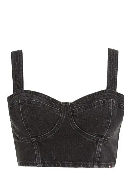 Tommy Hilfiger Bustier Denim Cropped Top - Cowboy Black