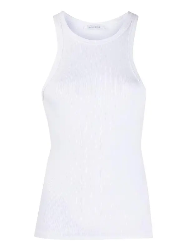 ANINE BING Eva Organic Cotton Ribbed Tank Top - White