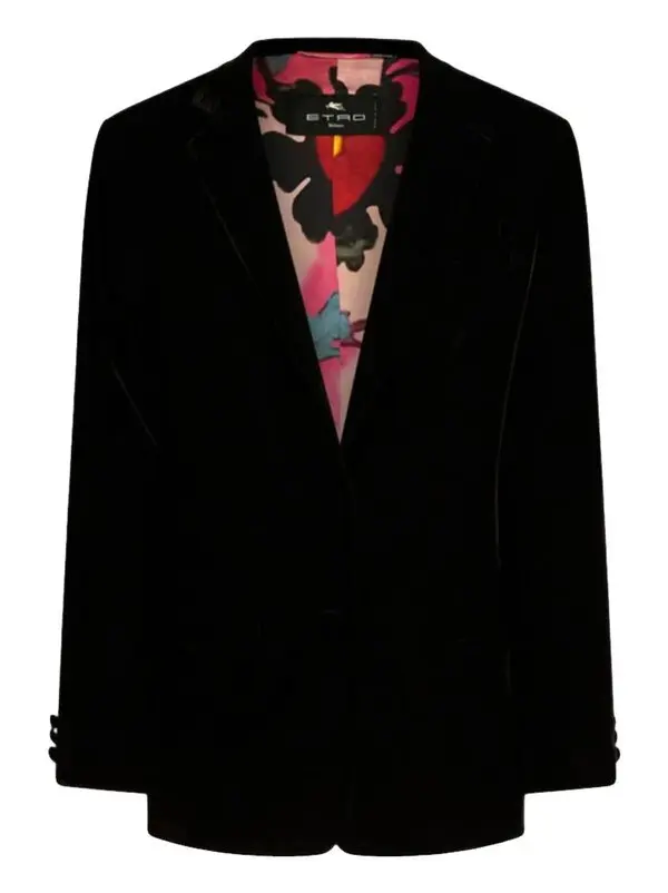 Etro Single-breasted Velvet Blazer - Black