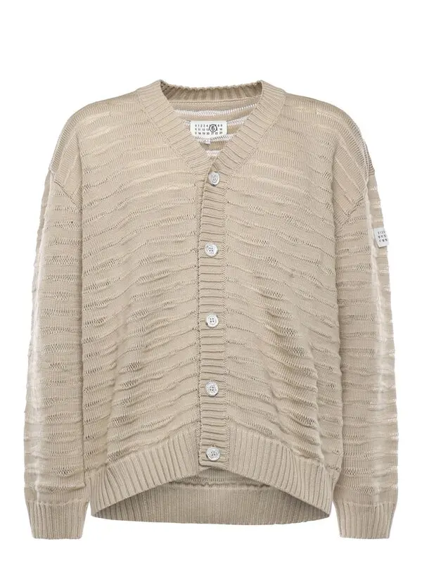 MAISON MARGIELA V-neck Knitted Cardigan - Beige