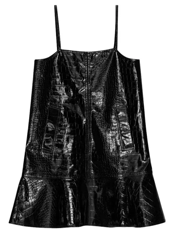 GANNI Future Coated Mini Dress - Black