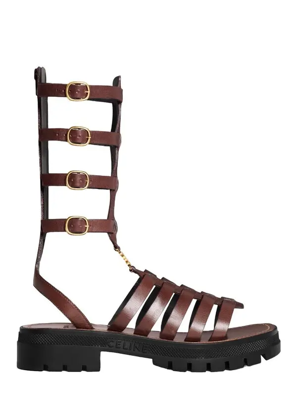 Celine Triomphe Gladiator Mid Sandal In Calfskin - Black