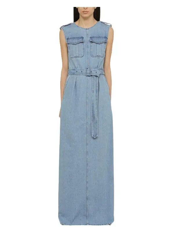 Dries Van Noten Sleeveless Denim Maxi Dress - Blue