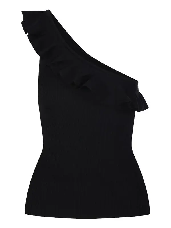 Zimmermann Rhiannon Frill Asymmetric Tank Top - Black