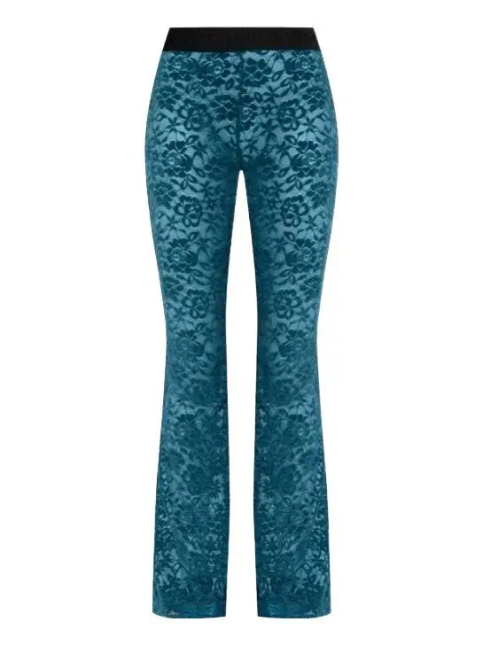 Versace Lace Detailed Flared Trousers - Blue