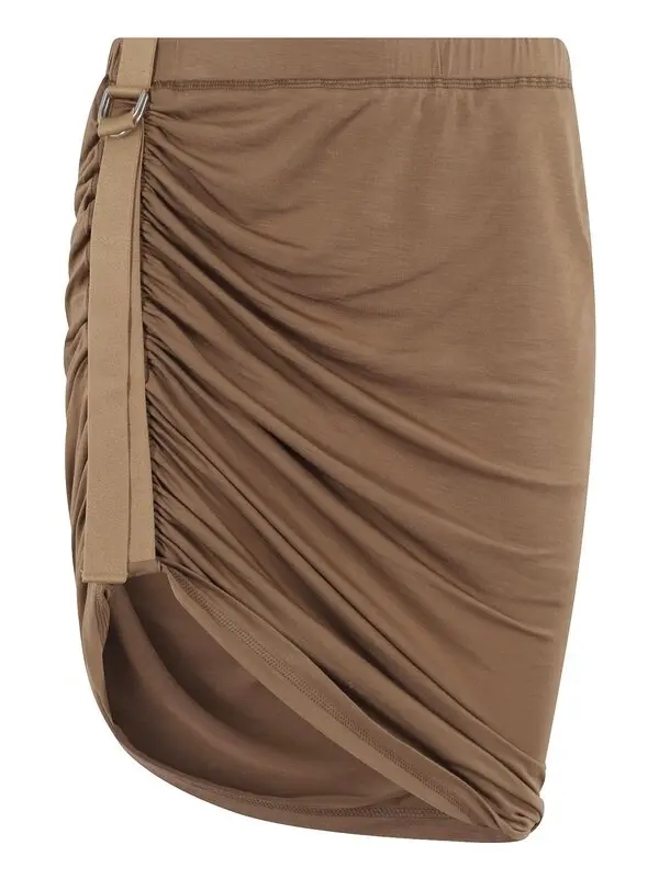 Helmut Lang Asymmetrical Drawstring Mini Skirt - Coffee Brown