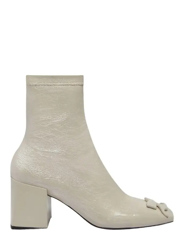 COURREGES Square Toe Zip Detailed Ankle Boots - Nude