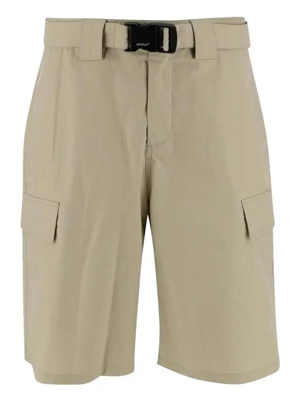 Off-White Medium Waist Cargo Shorts - Nude