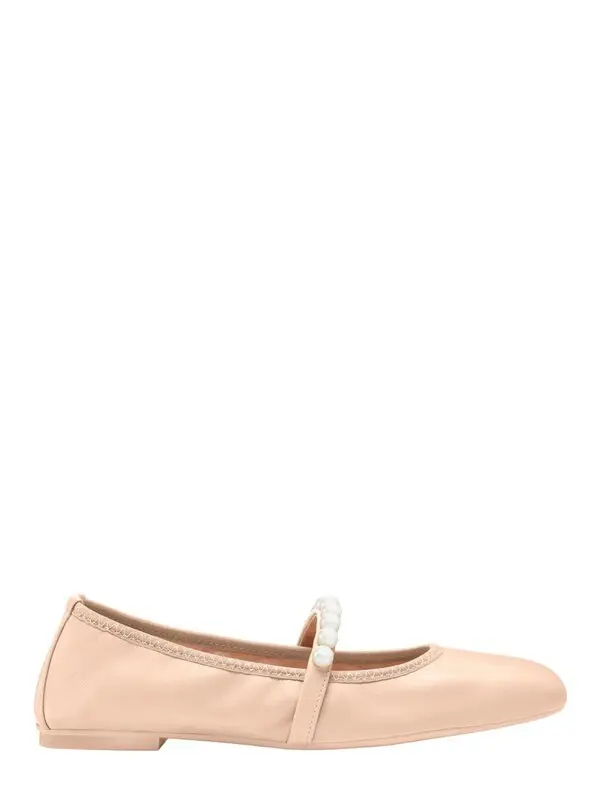 STUART WEITZMAN Goldie Ballerina Flats With Pearl Embellishment - Powder