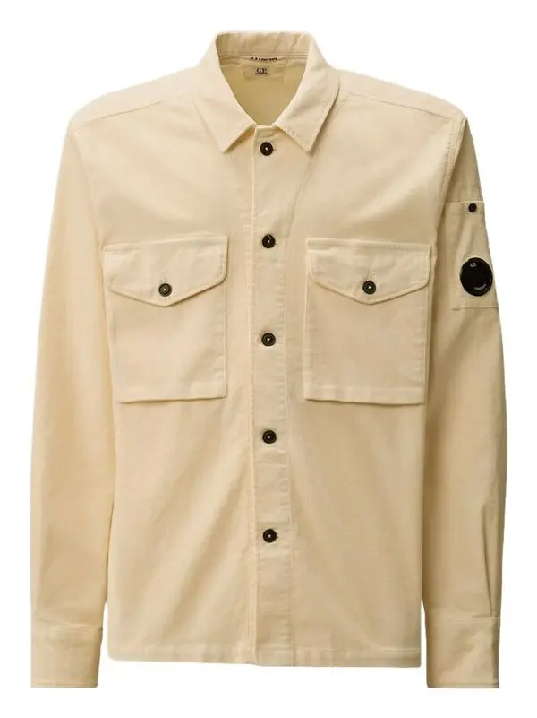 C.P. COMPANY Len Detaield Buttoned Corduroy Overshirt - Beige