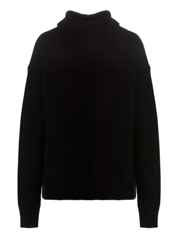 JIL SANDER Roll Neck Knitted Jumper - Black