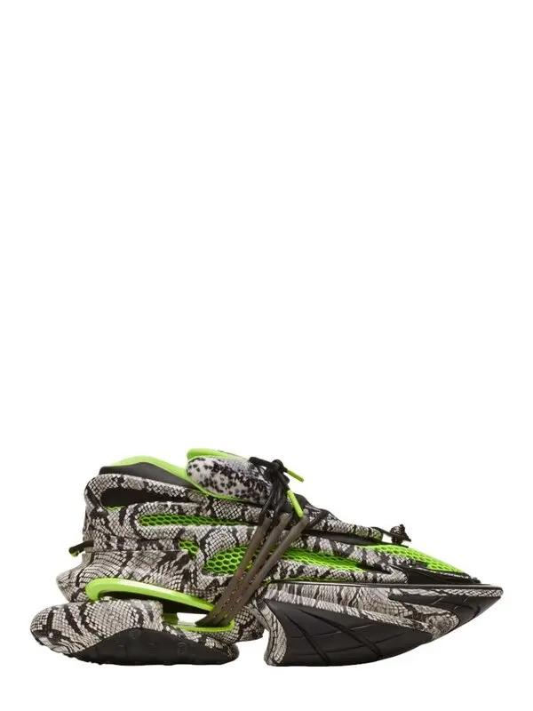 Balmain Unicorn Snakeskin Effect Sneakers - Green