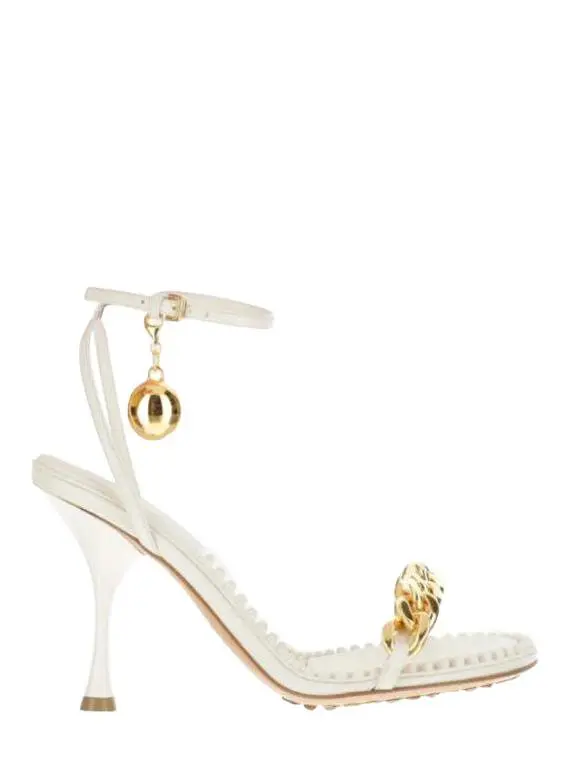 Bottega Veneta Dot Leather 90mm Sandals - White