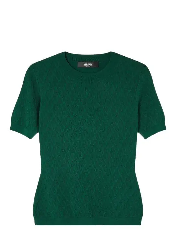 Versace Short-sleeved Knitted Top - Green