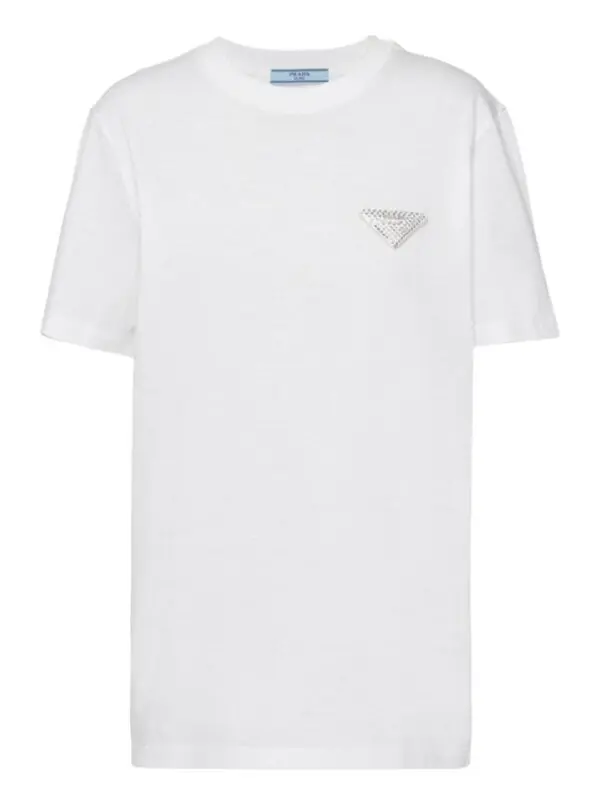 Prada Embellished Jersey T-shirt - White