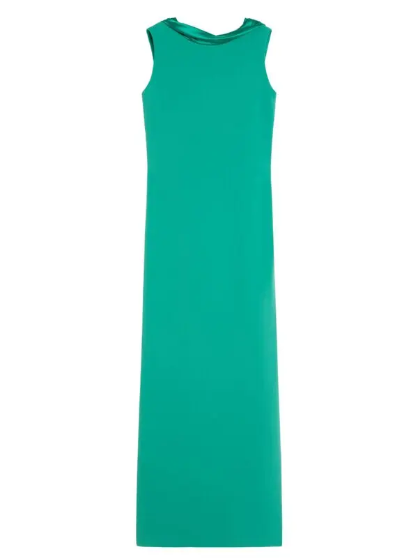 Max Mara Sleeveless Maxi Dress With Plunging Back And Side Slit - Green