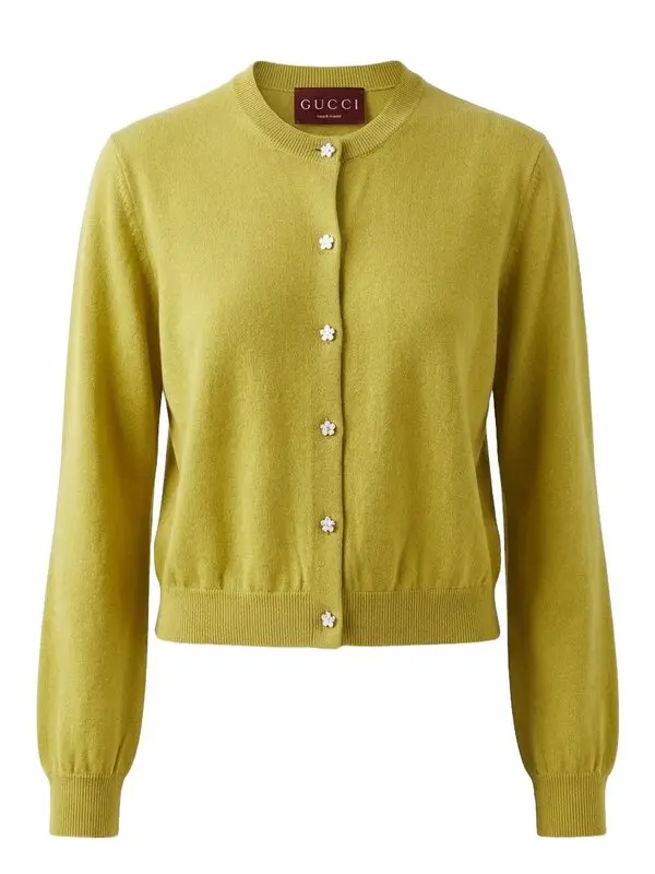 Gucci Floral Button Knit Cardigan - Pistachio Green