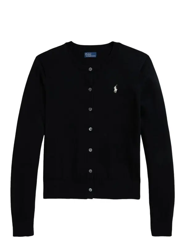 Polo Ralph Lauren Crewneck Cardigan With Embroidered Logo - Black