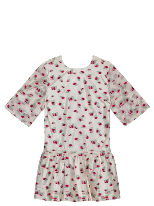 GANNI Floral Print Mini Dress - Nude