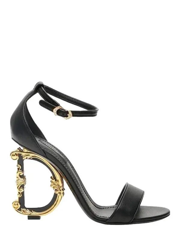 Dolce & Gabbana Logo Embellished High Heel Sandals - Black