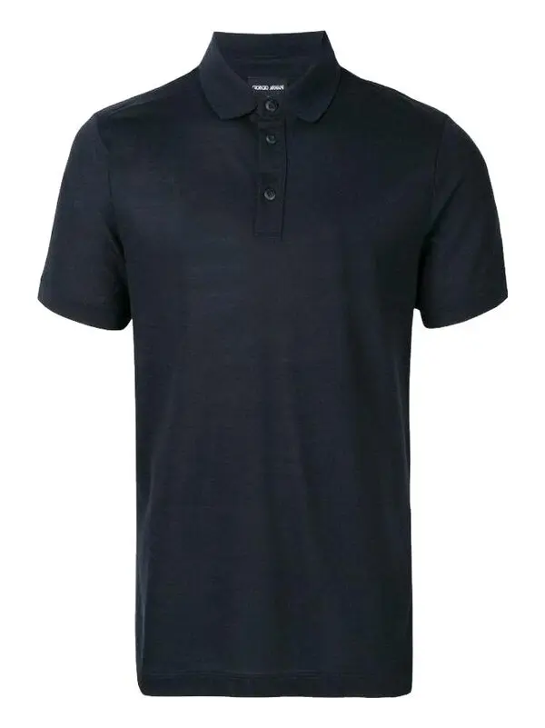 Giorgio Armani Fine-knit Polo Shirt - Black