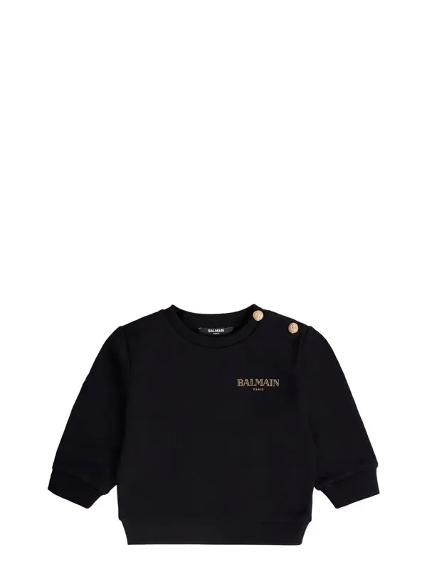Balmain Logo-embellished Sweatshirt With Ribbed Details - Black