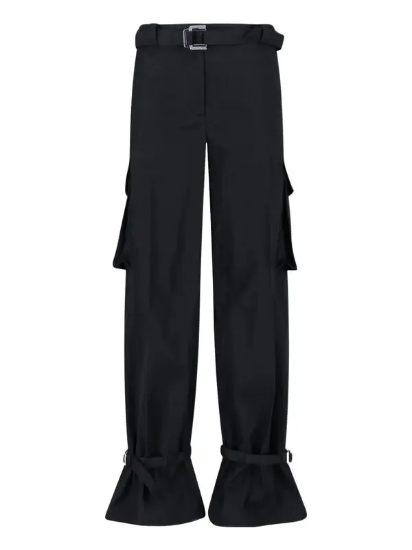 Attico Belted Long Cargo Pants - Black