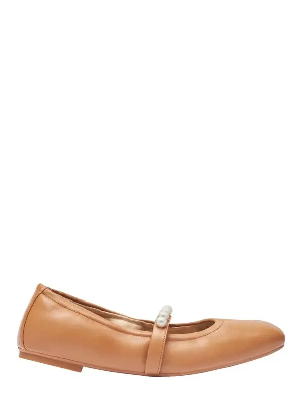 STUART WEITZMAN Goldie Ballerina Flats With Pearl Embellishments - Brown
