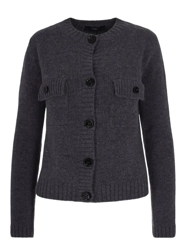 Max Mara Crewneck Knitted Cardigan - Black