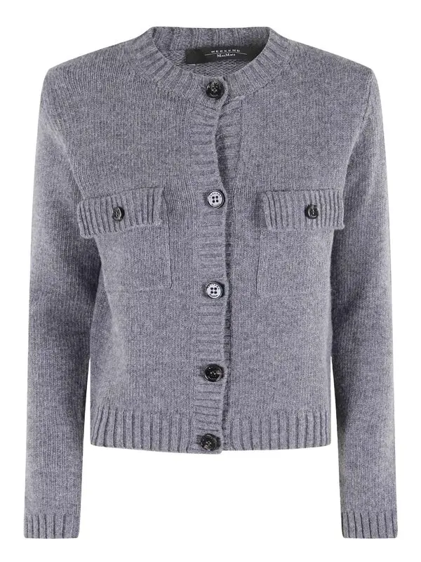 Max Mara Olbia Button-up Crewneck Cardigan - Gray