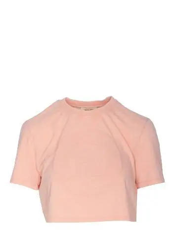 Fendi Logo Detailed Cropped T-shirt - Nude