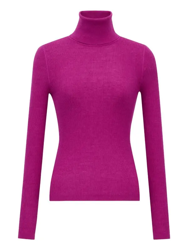 Saint Laurent Ribbed Turtleneck Jumper - Purple