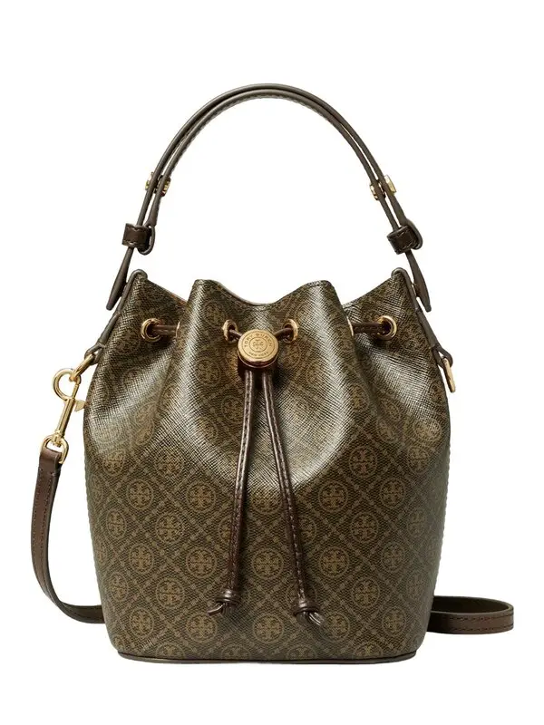 Tory Burch T Monogram Mini Bucket Bag - Black Coffee
