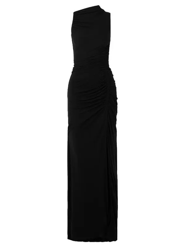 Rick Owens Ruched Sleeveless Maxi Dress - Black