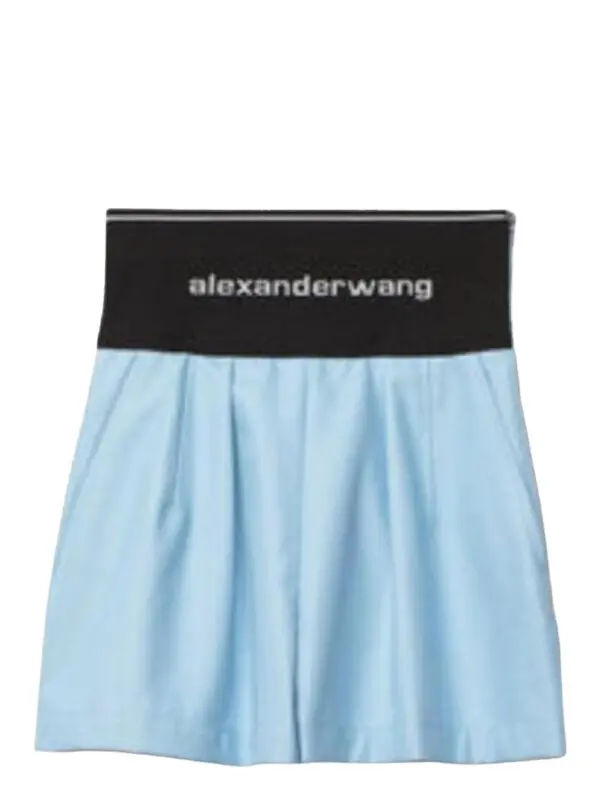 Alexander Wang High-rise Logo-print Two-tone Shorts - Blue